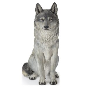 hi-line gift ltd. sitting grey wolf statue