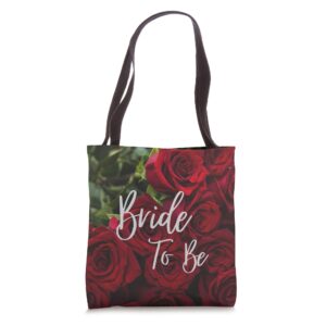 red rose bride to be tote bag