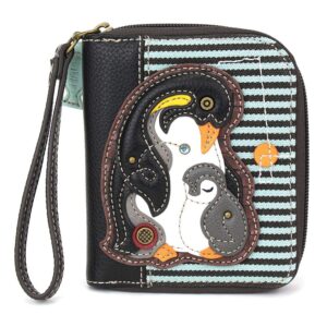 chala handbags penguin zip-around wristlet wallet