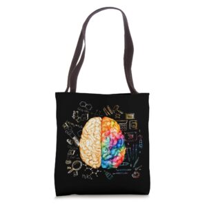 colorful brain - science and art - neuroscience neurologist tote bag