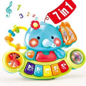 baby toys 6 to 12 months infant piano toys 6 9 12 18-month-old baby elephant toys musical light baby early learning educational toys toy gift toy for 1-year-old boys girls christmas stocking stuffers