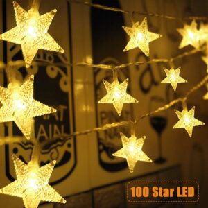 star string lights christmas 100 led usb & battery operated waterproof 33 ft twinkle fairy string lights with 8 modes for bedroom home indoor outdoor party tree wedding garden decoration