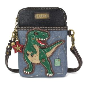 chala handbags t-rex cellphone crossbody handbag - convertible strap blue 5" x 7.5" x 1"