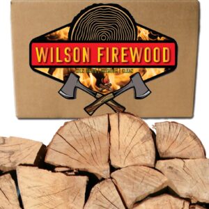 wilson cherry split firewood - seasoned natural kiln dried fireplace, fire pit, bonfire logs (regular)