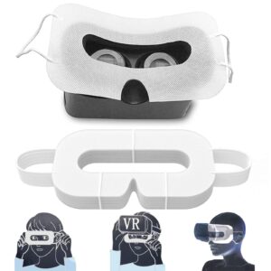 geekria 100pcs vr mask disposable face cover, disposable protector for oculus quest vr, prevent eyes (white)