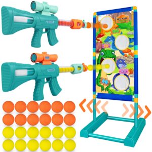 bottleboom shooting game toys for boys age 5 6 7 8 9 10+ years old,foam popper guns for 2 player,electric shooting target & air blaster with 24 foam bullet balls birthday gift for kids girls