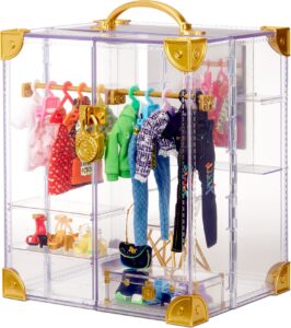 rainbow high deluxe fashion closet for 400+ looks. portable clear acrylic playset features 31+ designer doll clothing & accessories, gift for kids & collectors, toys for kids ages 6 7 8+ to 12 years