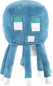 mattel minecraft glow squid plush figure with lights & sounds, glow-in-the-dark soft toy based on video game, collectible gift for fans age 3 years & older