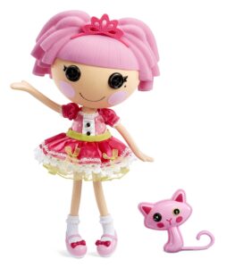 lalaloopsy jewel sparkles and pet persian cat, 13" princess doll with pink hair, pink outfit and accessories, reusable house playset- gifts for kids, toys for girls ages 3 4 5+ to 103 years old