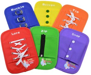 little chubby one busy board set - learning activity toy - educational toy helps develop motor skills dress skills color recognition and hand eye coordination perfect for traveling (4x5 inches)