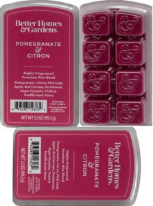 better homes & gardens. better homes and gardens - pomegranate and citron 3.5oz scented wax cubes 3-pack, 3.5oz (99.2g) x 3, pomegranate pink