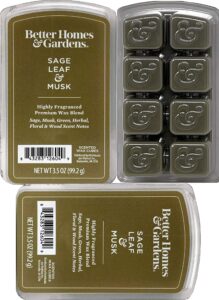 better homes & gardens. better homes and gardens - sage leaf and musk 3.5oz scented wax cubes 3-pack dull sage green