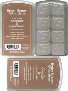 better homes & gardens. better homes and gardens - salted coconut and mahogany 3.5oz scented wax cubes 3-pack, 3.5oz (99.2g) x 3, off-white