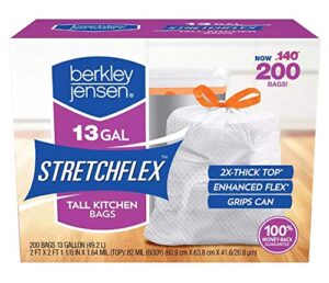 berkley jensen 13 gallon drawstring trash bags, 200 ct.