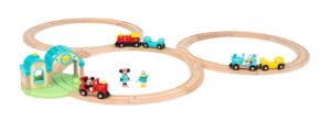 ravensburger brio 32292 disney mickey's deluxe wooden railway set | wooden toy train set for kids age 3 and upin