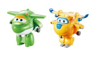 super wings - 2" transform-a-bots 2-pack donnie and mira airplane toys vehicle mini action figure | plane to bot | fun preschool toy planes for 3 4 5 year old boys and girls | birthday gifts for kids