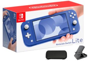 nintendo switch lite blue 32gb game console, extra external 64gb storage, touchscreen, bluetooth, holiday 11-in-1 case