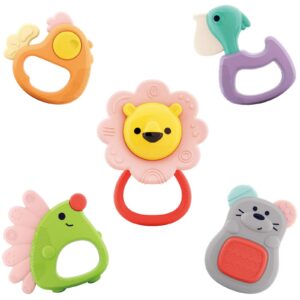 yiosion baby rattle sets teether rattles toys babies grab shaker and spin teething rattle toy early educational toys gifts set for 3, 6, 9, 12 month newborn baby infant