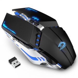 tenmos t21 bluetooth mouse, 2.4g led dual mode (bluetooth 5.1+ usb) bluetooth wireless mouse, rechargeable silent computer gaming mice for laptop, ipad, macos, pc, windows, android (black)