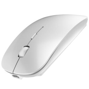 qijiayi bluetooth ergonomic mouse for mac,rechargeable wireless bluetooth mouse,2.4g wireless mice 4 button and 3 adjustable dpi for laptop/computer/windows (silver)