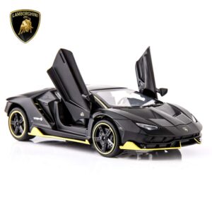 bdtctk 1/24 centenario lp770-4 casting model car, zinc alloy pull back toy car with sound and light for kids boy girl gift(black)