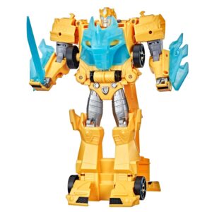 transformers toys bumblebee cyberverse adventures dinobots unite roll n’ change bumblebee push-to-convert action figure, 6 and up, 10-inch, yellow