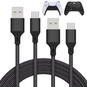 2 pack 16.4ft charging cable for xbox series x/for xbox series s/for ps5 controllers, replacement usb charger cord nylon braided type-c ports accessories for nintendo swith/switch lite