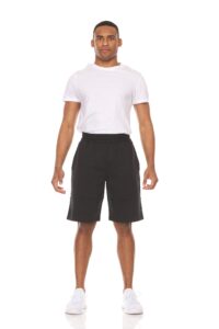 spalding mens performance regular fit fleece sweat short, 10" inseam, black, l