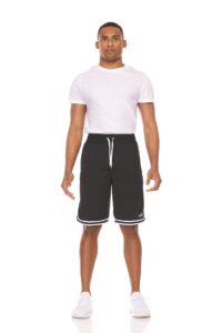 spalding mens rise basketball short, 10" inseam, black/white, m