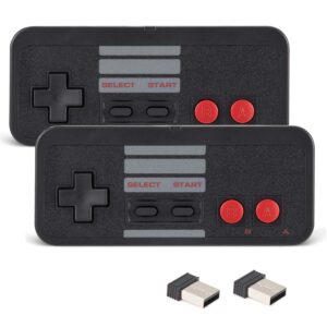 kiwitata wireless usb nes controller for pc games, 2 pack 2.4g rechargeable nes remote wireless usb retro game pad controller for windows mac raspberry pi 3