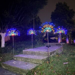 lamf solar garden lights, 120 leds fireworks light solar lights outdoor waterproof solar firework lights for garden, patio, backyard, pathway, wedding, party,colorful(340g3591510xi6)