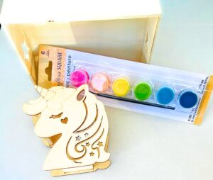 marie's kids creative 3d unicorn wooden led with painting kit for colorful customization - wooden led table light, art and craft for kids,kids art and craft, gift for kids | art & craft