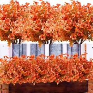 gormiya 10 bundles bulk outdoor fall artificial fake flowers uv resistant autumn plastic faux hanging greenery plants for backyard window box porch patio garden home decor