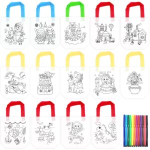 na 14pack coloring goodie bags, kids diy graffiti bags, kindergarten children art craft project, party favor bags for birthday, tea party, celebration