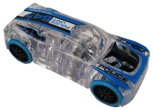 marble racers light up 1:43 scale first responder car with quick shot pull-back motor - police unit