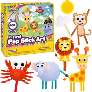 creative kids preschool crafts for kids create 12 pop stick art figures with 400+ stickers & punch outs toddler art set, fine motor activities for toddlers arts and crafts for kids age 3+