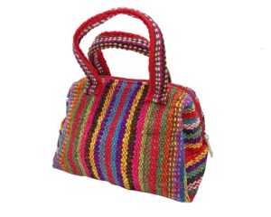 tinkuy peru woven purse, multicolored rainbow handmade purse, peruvian boho chic bag small handbags for women, (red)