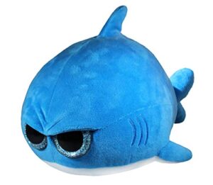 grumpy shark - cute super soft plush stuffed animal toy (angry glitter eyes) - large 8 inch - unique funny gift for kids and adults