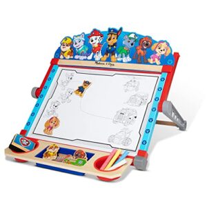 melissa & doug paw patrol wooden double-sided tabletop art center easel (33 pieces) - paw patrol toys, double-sided children's easel, easel for toddlers and kids ages 3+