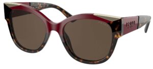 prada pr 02ws 07c0d1 maroon/havana plastic square sunglasses brown lens