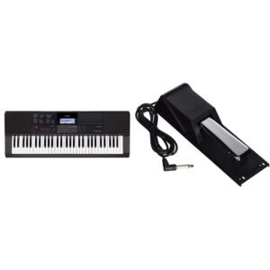 casio 61-key portable keyboard bundle with sustain pedal