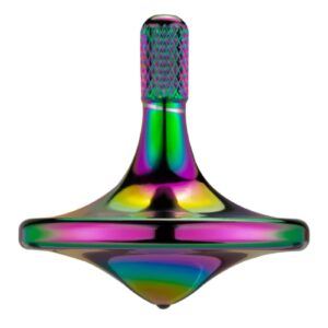 cheetop precision metal spinning top, spin smooth for a long time, best spin time over 8 minutes, perfect balance well made edc desktop gyro toy for office for adults | unique gift (iridescent)