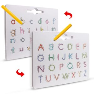 usatdd magnetic letters practicing board,tracing abc alphabet magnet drawing board educational preschool practice learning to write toys montessori uppercase&lowercase gift for kids toddlers