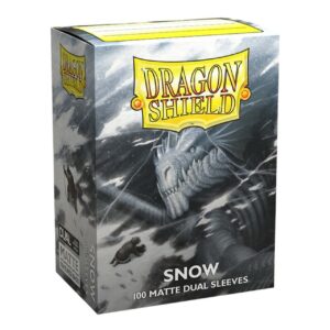 dragon shield standard size card sleeves – matte dual snow 100ct – mtg card sleeves are smooth & tough – compatible with pokemon, yugioh, & magic the gathering