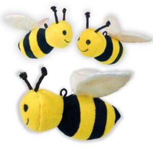 dog toy - adorable set of 3 plush squeaker crinkle interactive toy bees for dogs, none, 3 count (pack of 1)