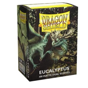 dragon shield standard size card sleeves – matte dual eucalyptus 100ct – mtg card sleeves are smooth & tough – compatible with pokemon, yugioh, & magic the gathering