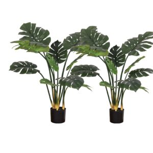 kutuuhome fake plants artificial monstera deliciosa plant fake tropical palm tree perfect faux swiss cheese plant for home garden office store decoration (2, 43 inch)