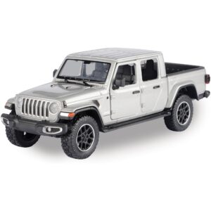 motormax toy 2021 gladiator overland (closed top) pickup truck silver metallic 124-127 diecast model car by motormax 79365