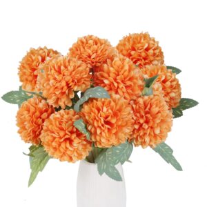 ailanda artificial flowers chrysanthemum ball 8pcs milk white silk artificial hydrangea bridesmaid bouquets for wedding greenery centerpieces home garden party decoration