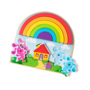 melissa & doug blue's clues & you! wooden rainbow stacking puzzle (9 pieces)